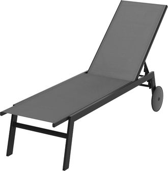 Giantex Sonnenliege mit Rollen, wetterfeste Gartenliege mit 6-Fach Verstellbarer R&uuml;ckenlehne, Outdoor Liegestuhl f&uuml;r Garten und Poolbereich, bis 150 KG (Grau,