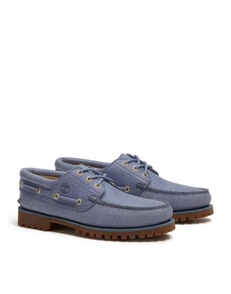 Timberland Authentic - Bootsschuhe aus Vollnarbenleder in Mittelblau mit 3 &Ouml;sen