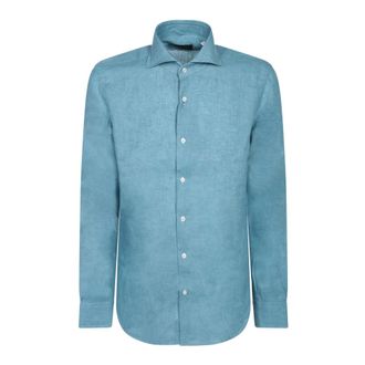 Dell'Oglio Homme, Chemises, Bleu, Taille: M Chemise en lin bleu