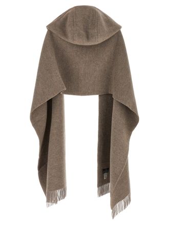 Brunello Cucinelli Hooded Wool Cashmere Scarf - Taupe
