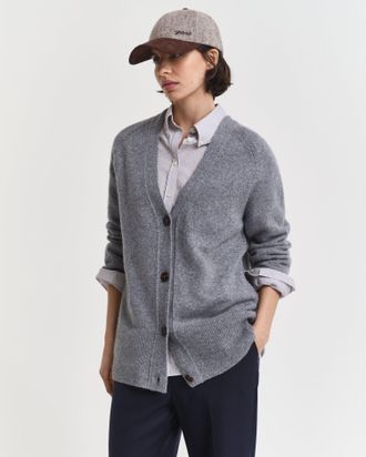GANT Damen Strickjacke aus Wolle mit Kaschmiranteil (XXXL) CHARCOAL MELANGE