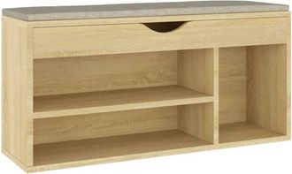 vidaXL Schuhbank mit Kissen Sonoma-Eiche 104x30x49 cm Holzwerkstoff - Vidaxl