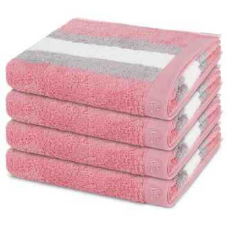 ROSS 4er Set Handt&uuml;cher Harmony - 100% Baumwolle, Walkfrottee 520 g/m&sup2;, Hoch-/Tief-Struktur, Flauschig & Saugstark, Elegante Saum-Stickerei, Pflegeleicht -