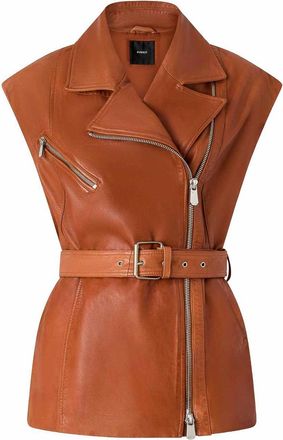 Pinko Blouson En Cuir - Marron