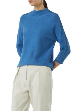 Comma Feinstrickpullover mit Stehkragen und Rippdetail