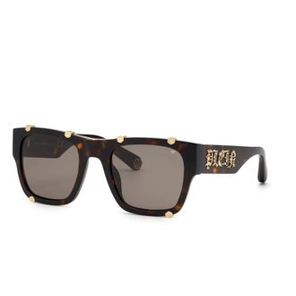 Philipp Plein Homme, Accessoires, Brun, Taille: 54 MM Lunettes de soleil marron en ac&eacute;tate