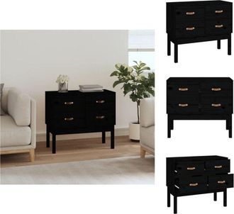 vidaXL Konsolenschrank Schwarz 90x40x78 cm Massivholz Kiefer - Schreibtisch - Kommode - Regal - Holzmöbel - Sideboard