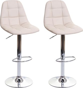 Mendler 2er-Set Barhocker HWC-A67, Barstuhl Tresenhocker, MVG-Zertifiziert - Creme-beige, Kunstleder
