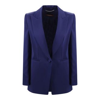 Max Mara Blauer Cady-Blazer mit steigendem Revers - - Jackets - Damen - Blau - L