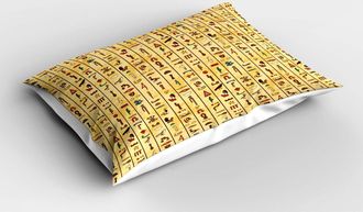 Abakuhaus ägyptisch Kissenbezug, Bunter Ikonen-Papyrus, Dekorativer Standard King Size Gedruckter Kissenbezug, 80 x 40 cm, Mehrfarbig