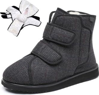 Generic Unisexe Extra Large Ajustable Chaussures, Femme Chaussons Montants en Feutre, Hiver Chaud Bottes Diabétiques Oedème Bouffi Pied Black 38