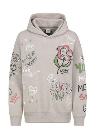 Sublevel Kapuzenpullover Damen Hoodie mit Alloverprint Sweater, Kapuzensweatshirt mit seitl. Eingrifftaschen
