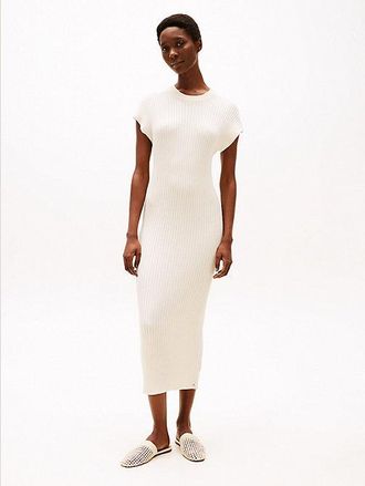 Tommy Hilfiger Robe pull midi côtelée à mancherons