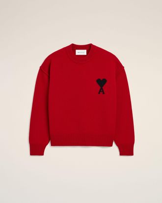 Ami Pull rouge en laine Ami de Coeur Noir - XXS - Unisex
