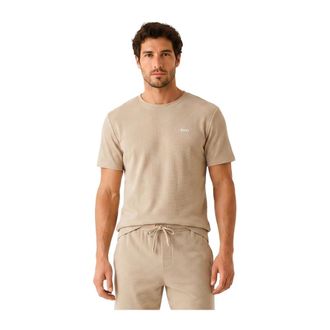 HUGO BOSS T-shirt gaufr&eacute; - Homme - Tops - Beige - Taille: XL