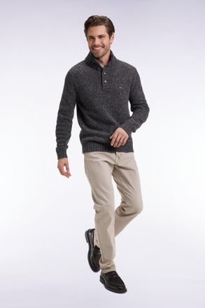Eden Park Pull Col Montant En Laine Vierge M&eacute;lang&eacute;e Gris