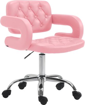 Clp Arbeitshocker Dublin Kunstleder-Bezug I Höhenverstellbarer Drehstuhl, Farbe:pink