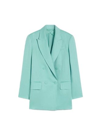 Max Mara Veste Olimpia en lin &agrave; chevrons Aqua