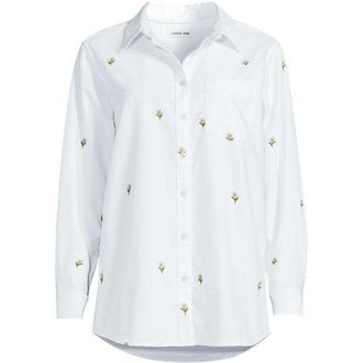 Lands End Langarm Oxford-Hemdbluse, Damen, Größe:40-42 regular, Weiß, Baumwolle, by Lands End