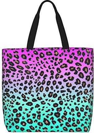 Generic Sac Fourre-Tout Imprim&eacute; L&eacute;opard Sac De Shopping R&eacute;utilisable De Grande Capacit&eacute; Sacs En Toile Pour Femmes, Pour Femmes, Filles, &Eacute;cole, Burea