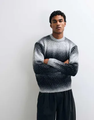 Obey pull col rond en maille &agrave; rayures d&eacute;grad&eacute;es noir multicolore