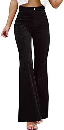 Generic Vuncio Pantalon en Velours Côtelé Femme Bootcut Grande Taille Chic a la Mode Pantalon Evasé Hiver Femme Taille Elastique Extensible Confortable Fitnes
