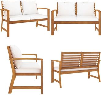 vidaXL Vidaxl - Gartenbank 120 cm mit Cremewei&szlig;en Kissen Massivholz Akazie - Holzbank - Gartenbank - Akazienholz - Outdoor M&ouml;bel - Wetterfest - Home & Living
