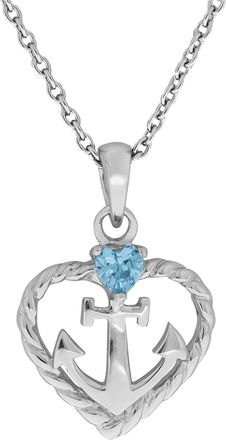 Zeeme Silber Halskette Silber 925 rhodiniert Herz Zirkonia blau