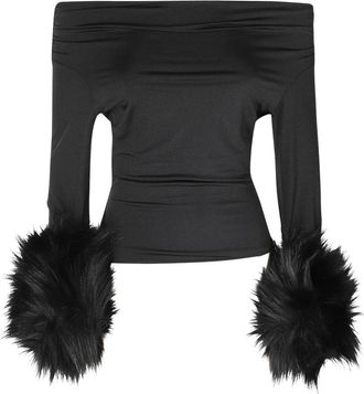 Andamane Tyla Kunstpelz-Detail-Oberteil - - Tops - Damen - Schwarzk - XS