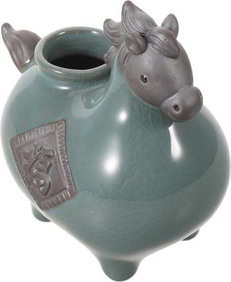 Angoily Chinesische Keramikvase Pferdeform aus Porzellan Tischdekoration mit Pferdefigur Stabile Deko Vase f&uuml;r Trockenblumen und Neujahrsfest