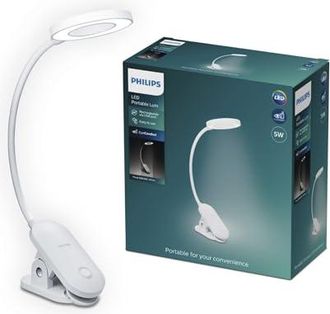 Philips Forys Clip tragbare Tischleuchte, 5W, kaltweiß, weiß, inkl. Akku