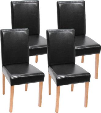 Mendler Mendler - Lot de 4 chaises de s&eacute;jour Littau, simili-cuir, noir, pieds clairs