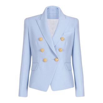 Balmain Veste crois&eacute;e en grain de poudre - Femme - Vestes - Bleu - Taille: 34 FR
