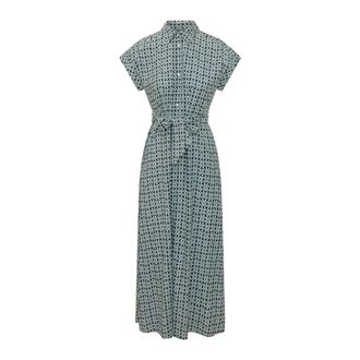 Woolrich Femme, Robes, Bleu, Taille: 42 FR Robe-chemise Imprim&eacute;e Ceintur&eacute;e