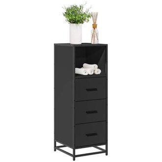 vidaXL Vidaxl - Armoire de salle de bain noir 35x37,5x100 cm bois dingénierie