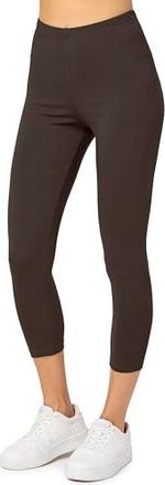 Merry Style Legging coton femme Confortable Souple Extensible 3/4 Legging femme court Tous les jours ou détente à la maison Vêtements pour femmes MS10-199 (Brun,X