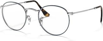 Ray-Ban Round Metal Optics Blau Auf Silber Fassung Klar Glas 50-21