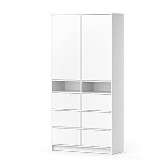Vicco Armoire &agrave; v&ecirc;tements Naara, Blanc, 98.6x200cm avec tiroirs