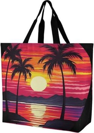 Generic Palmier Coucher De Soleil Design Sac Fourre Tout D&eacute;contract&eacute; Tote Bag Grand Sac Fourre-Tout Pour Shopping Universit&eacute; Voyage