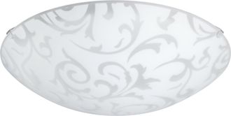 Eglo Deckenlampe Scalea 1, 1 flammige Deckenleuchte klassisch, Wohnzimmerlampe aus Metall in Weiß und satiniertem Glas mit Dekor, Schlafzimmerlampe, Flurla