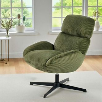 Pier Import Fauteuil confort pivotant en velours côtelé vert IENA