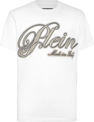 Philipp Plein Homme, Tops, Blanc, Taille: XL T-Shirt Round Neck SS Signature