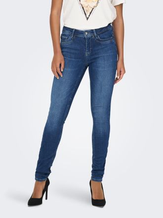 Only Skinny-fit-Jeans ONLY ONLBLUSH MID WAIST DB STICHT DNM, Damen, Gr. XS (34), L&auml;nge 30, blau (medium blau denim), Denim/Jeans, Obermaterial: 92% Baumwol