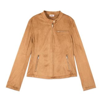 Oltre Femme, Vestes, Beige, Taille: 38 FR Veste zipp&eacute;e &agrave; col mandarin