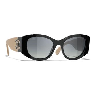 Chanel Oval Sonnenbrille - - Accessories - Damen - Schwarzk - 53 MM