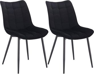 Woltu 2x Sedia Da Pranzo Retro Velluto Senza Braccioli Salotto Imbottite Cucina Nero - Woltu