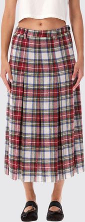 Maison Margiela Plissierter Midi-Rock aus Wollmischung mit Tartan-Muster
