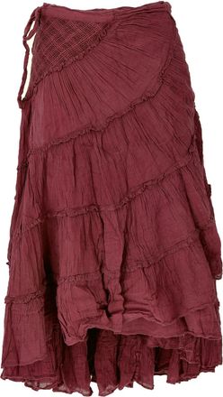 Guru Shop Boho Wickelrock, Krinkelrock, Maxirock, Flamenco Rock - Maroon, Damen, Baumwolle