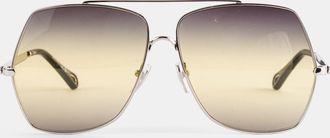Chlo&eacute; CH0278S-004 Oversized Aviator Sunglasses - Silver
