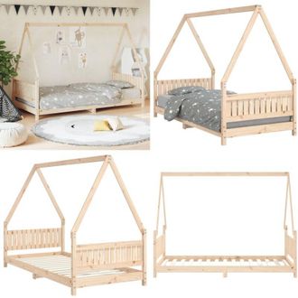 vidaXL Kinderbett 90x190 cm Massivholz Kiefer - Holz Kinderbett - Kiefernholz Bett - Kinderzimmer M&ouml;bel - Jugendzimmer Einrichtung - Hausf&ouml;rmiges Kinderbett